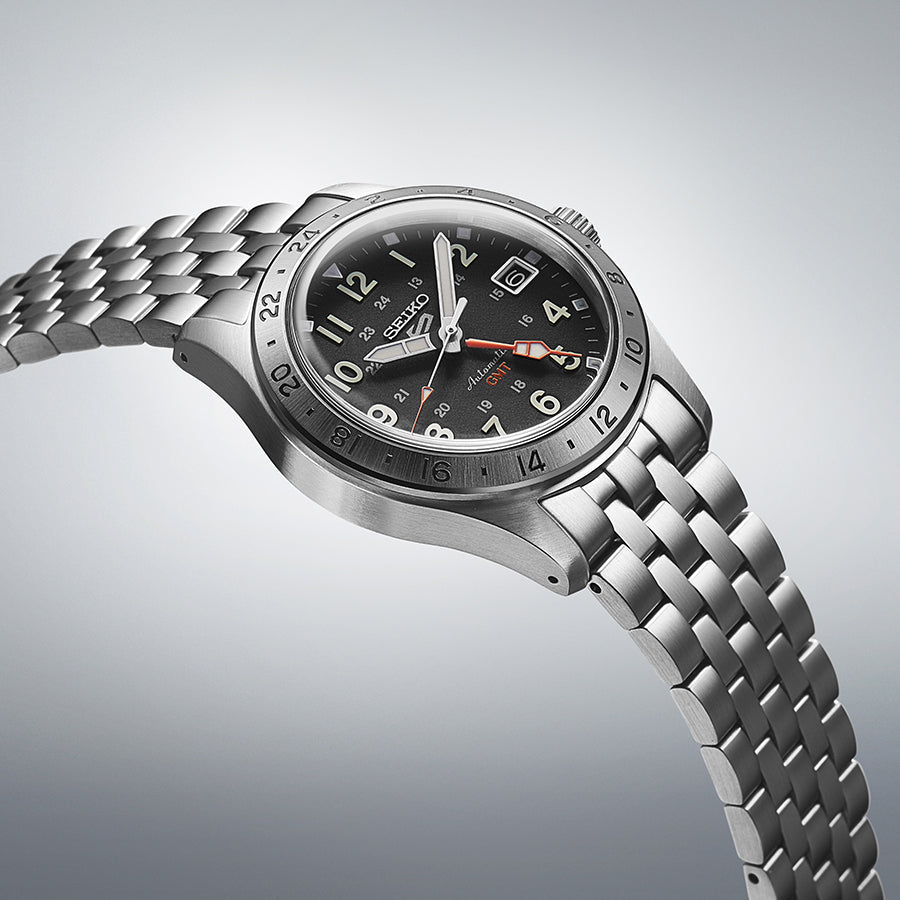 セイコー 5スポーツ フィールド GMT スポーツスタイル SBSC011 メンズ メカニカル 自動巻き ブラックダイヤル メタルバンド 日 ...